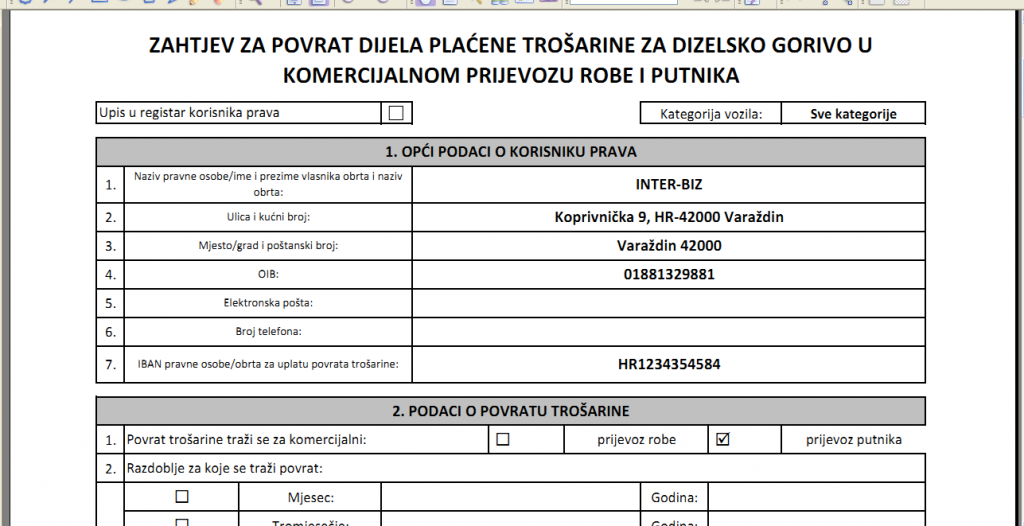 Tahograf – Najava pomoćnih funkcija - obračun povrata trošarina
